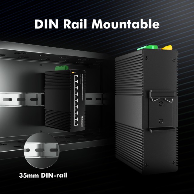 MokerLink 8 Port Gigabit Industrial DIN-Rail Ethernet Switch